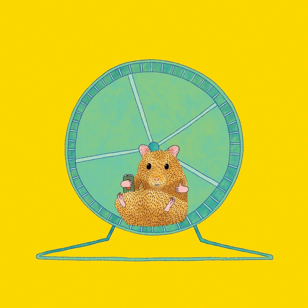 Chilled Out Hamster Square Art Print by Martina Scott – Fy!