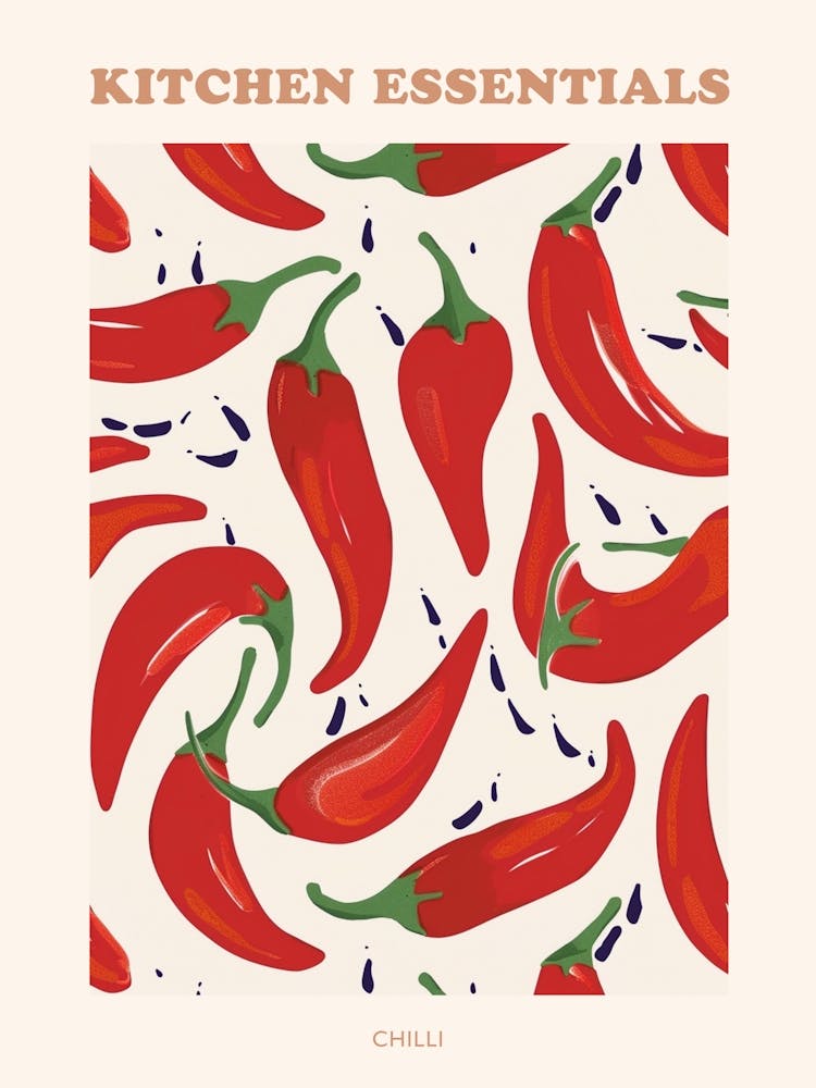 Chilli Pattern Illustration Poster Art Print by Colourful Harvest – Fy!
