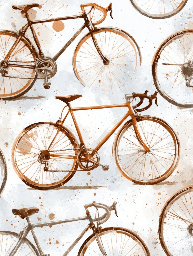 Aihrgdesign Isolated Watercolor Painting Of Vintage Bicycles 17 Art ...