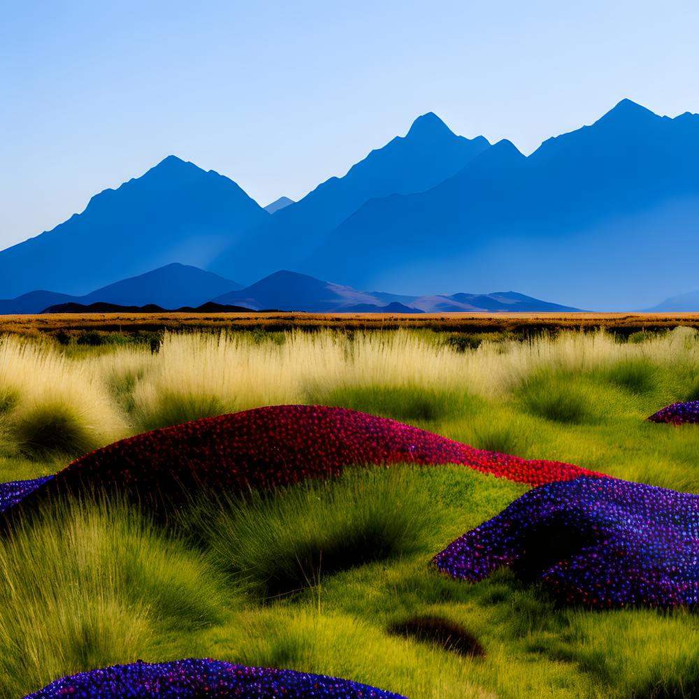 Multi Colored Mountains In The Distance Various Colored Grasses ...