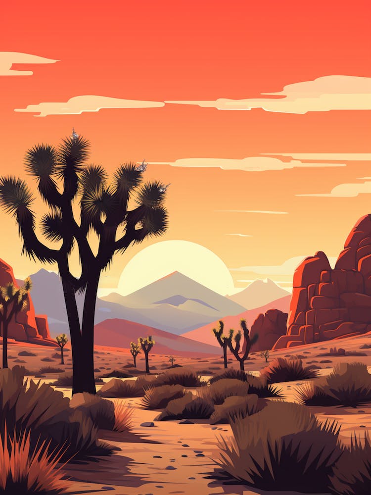 Joshua Tree At Sunset In Nat Viga Style (2) Art Print by TreeTopia ...