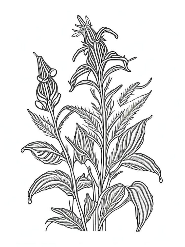Comfrey Herb William Morris Inspired Line Drawing 3 Art Print by ...