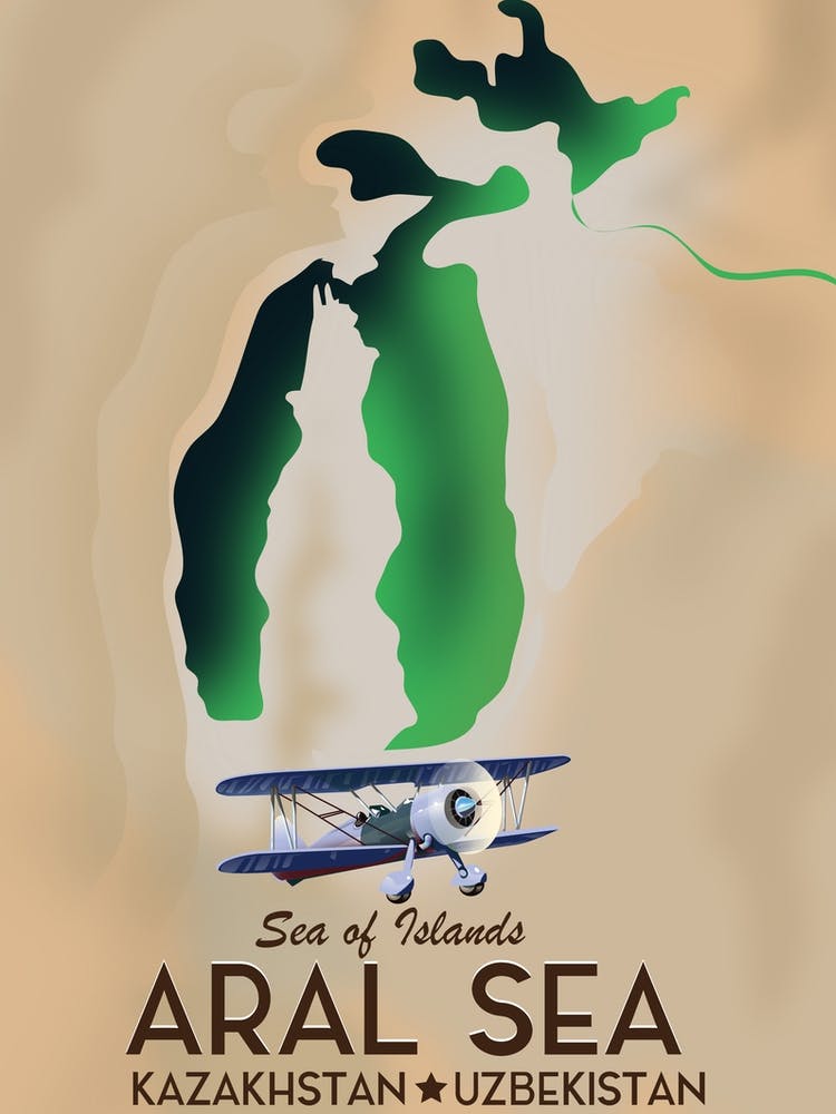 Aral Sea Kazakhstan Uzbekistan travel map Art Print by Nicks emporium – Fy!