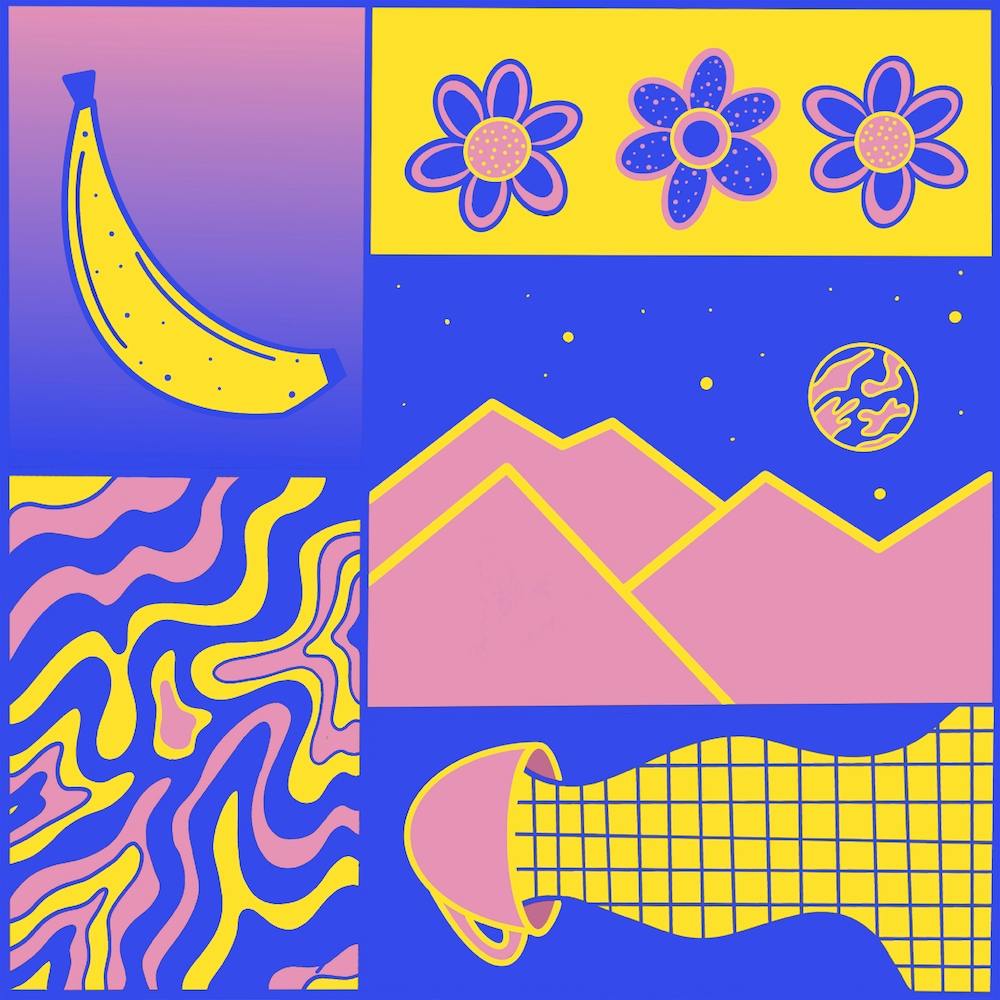 Banana Grid Square Art Print by Katie Scarlett Griffin – Fy!