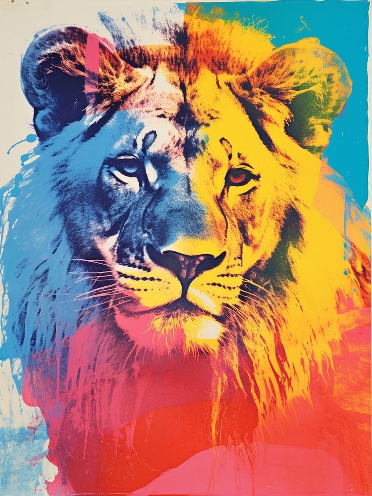 Lion Screen Print Inspired 4 Art Print by PopArt Pals – Fy!