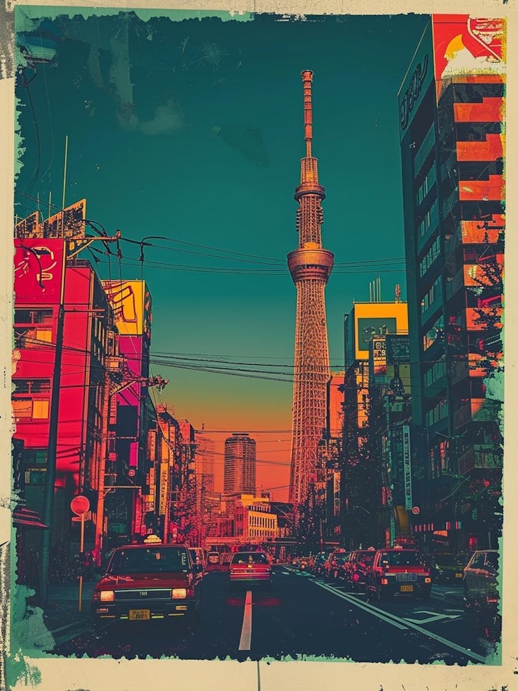Tokyo Retro Polaroid Style Art Print by Bubblegum Kitsch – Fy!