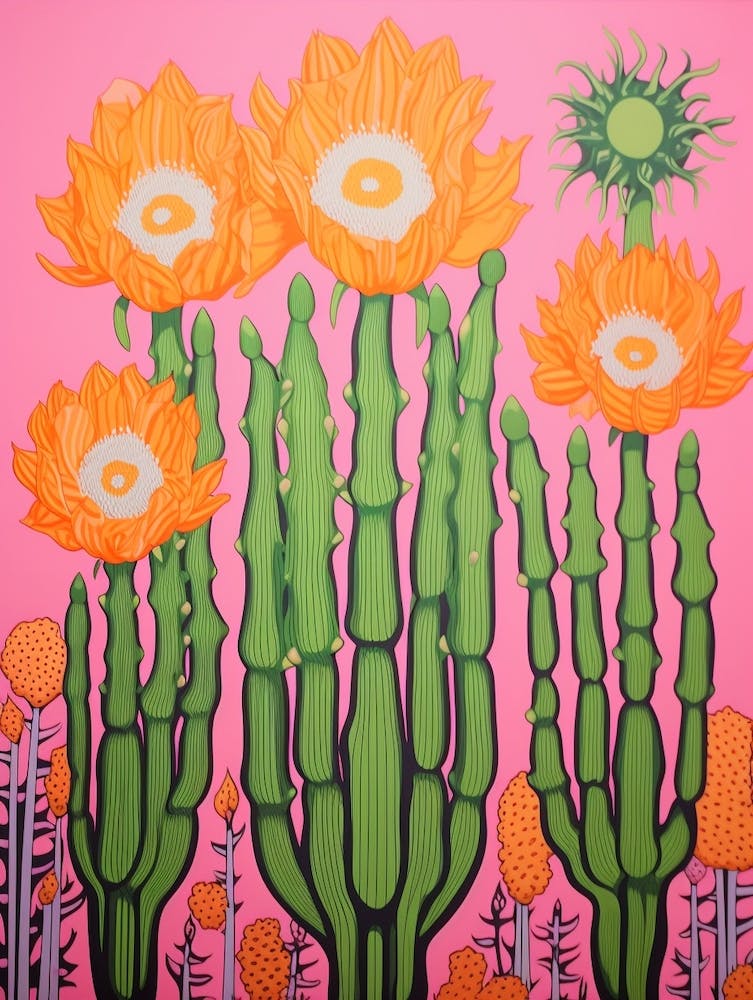 Mexican Style Cactus Illustration Fishhook Cactus 2 Art Print by ...