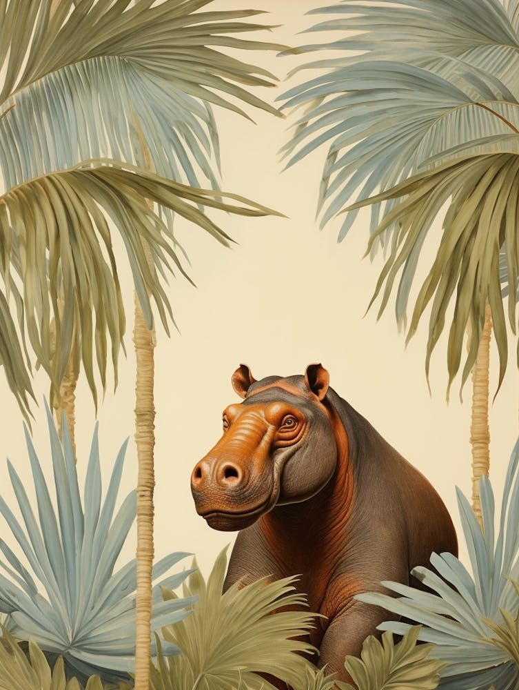 Hippopotamus Tropical Animal Portrait Art Print by Tropic of Eden – Fy!