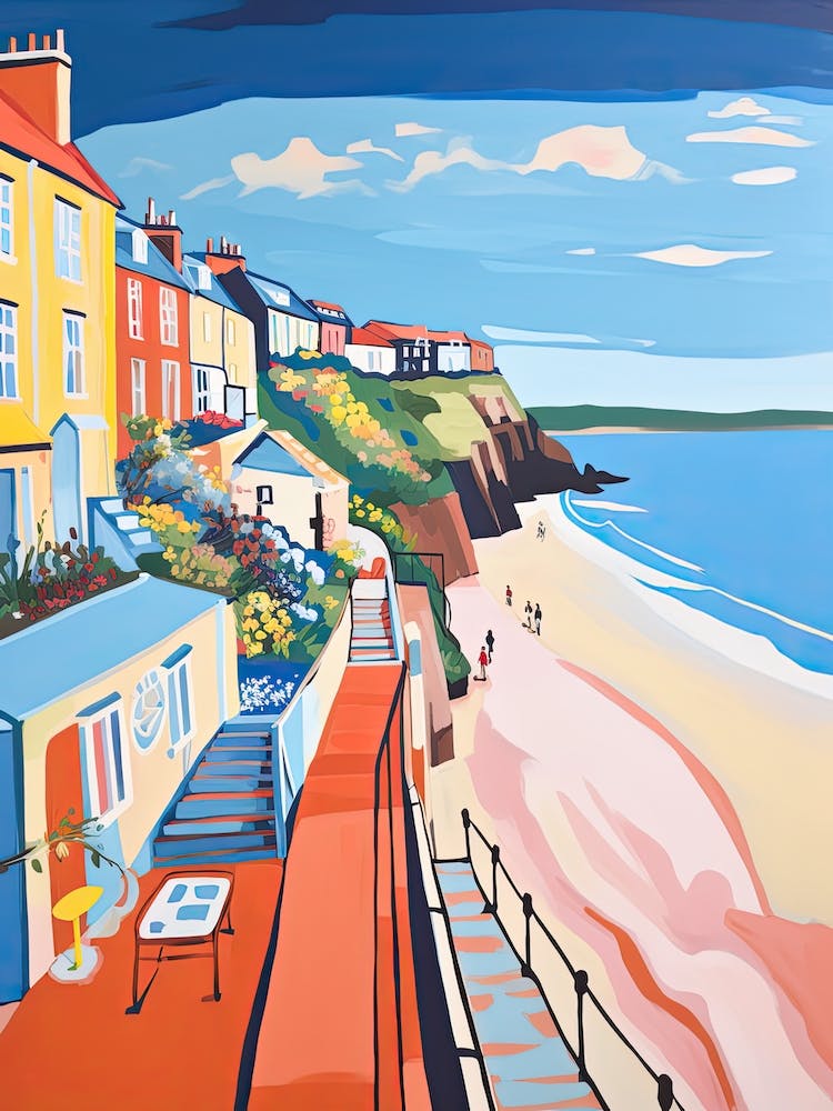 Filey Beach, North Yorkshire, Matisse And Rousseau Style 4 Art Print by ...