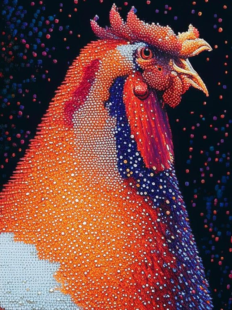 Chicken Pointillism Bird Art Print by Featherline – Fy!