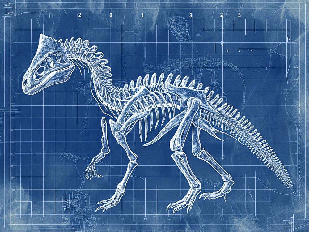 Styracosaurus Dinosaur Skeleton Blueprint 1 Art Print by Dino Delights ...