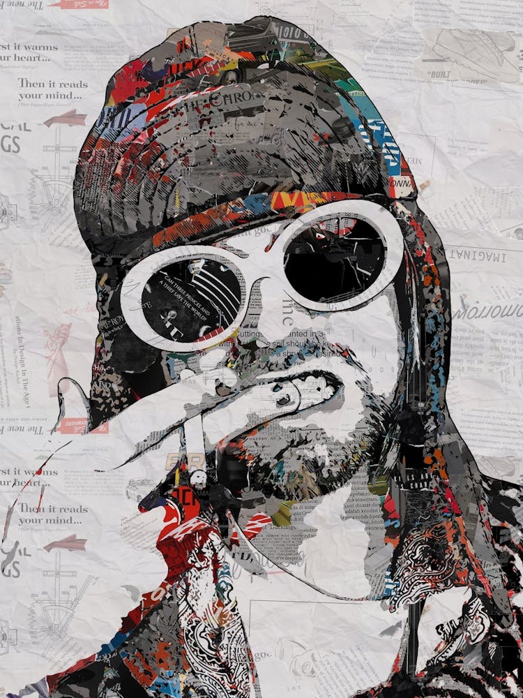 Kurt Cobain Nirvana Collage Print Art Print by Howard Garner – Fy!