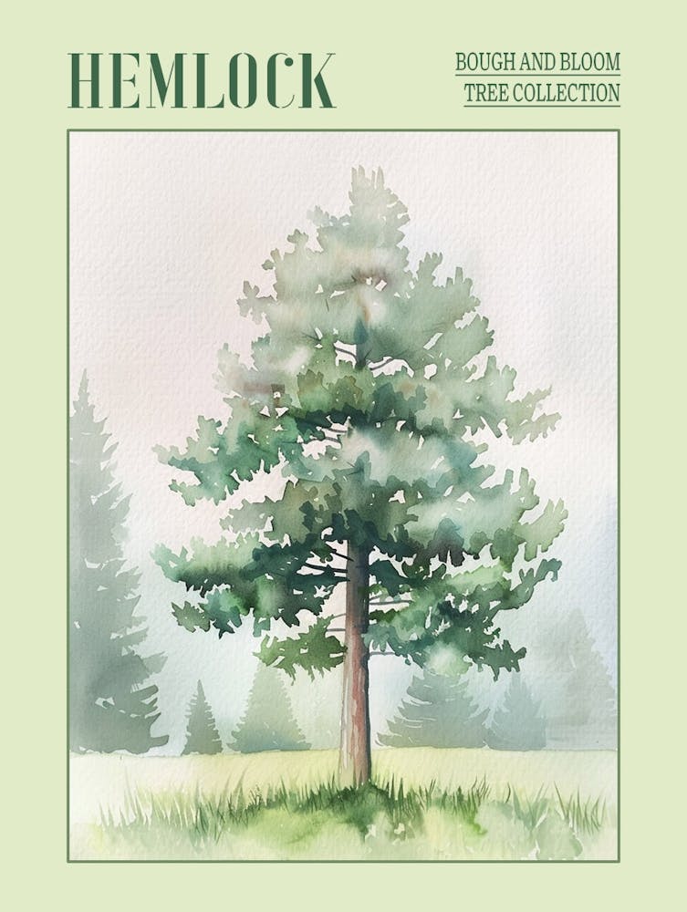 Hemlock Tree Atmospheric Watercolour Painting 3 Poster Art Print by ...