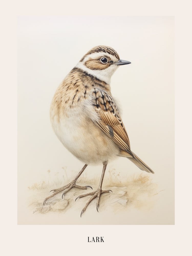 Vintage Bird Drawing Lark 2 Poster Art Print by Feathered Muse – Fy!