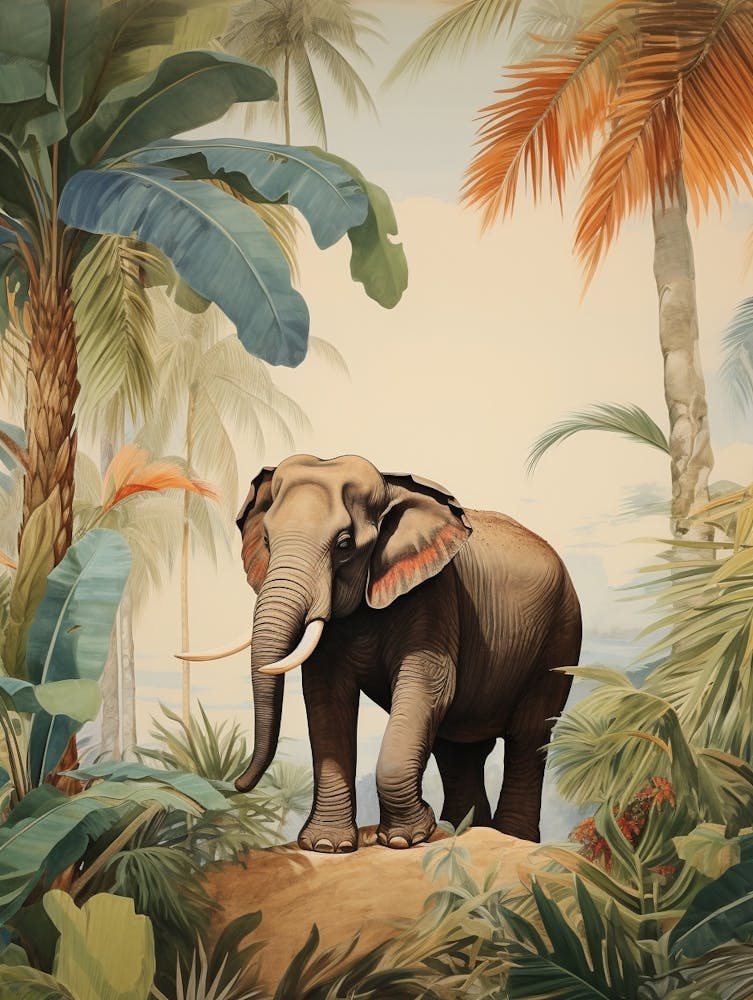 Elephant 5 Tropical Animal Portrait Art Print by Tropic of Eden – Fy!