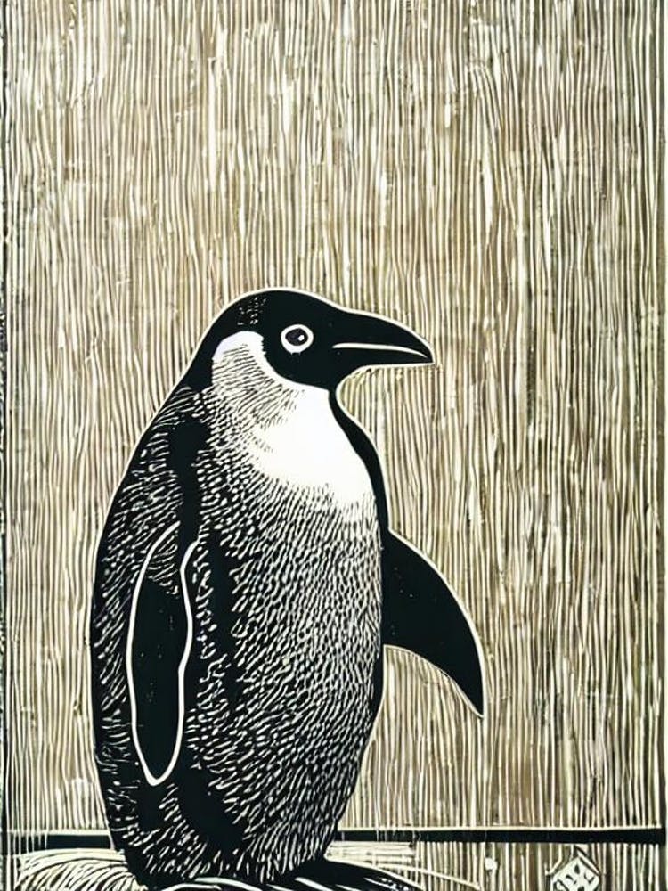 Penguin Linocut Bird Art Print by Featherline – Fy!