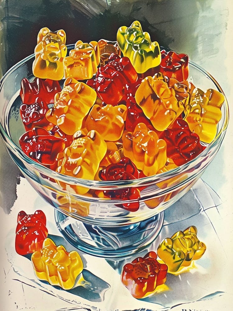 Gummy Bears Retro Advertisement Style 2 Art Print by Bubblegum Kitsch – Fy!