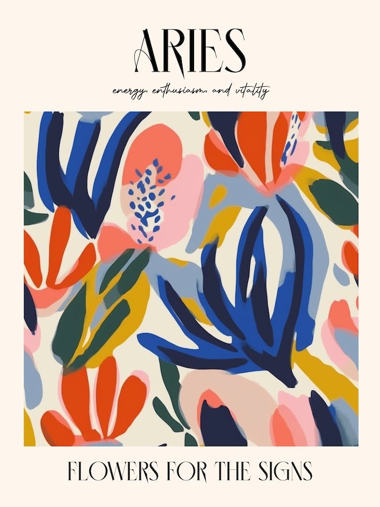 Flowers For The Signs Aries Zodiac Sign Art Print by Stellar Prints – Fy!