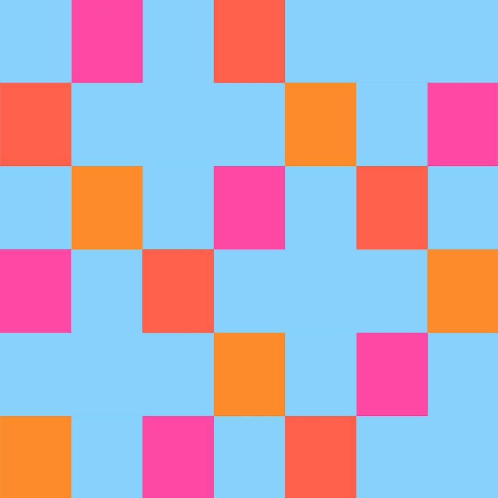 Checker Blue Pink Orange Square Art Print by Jodi Feddon – Fy!