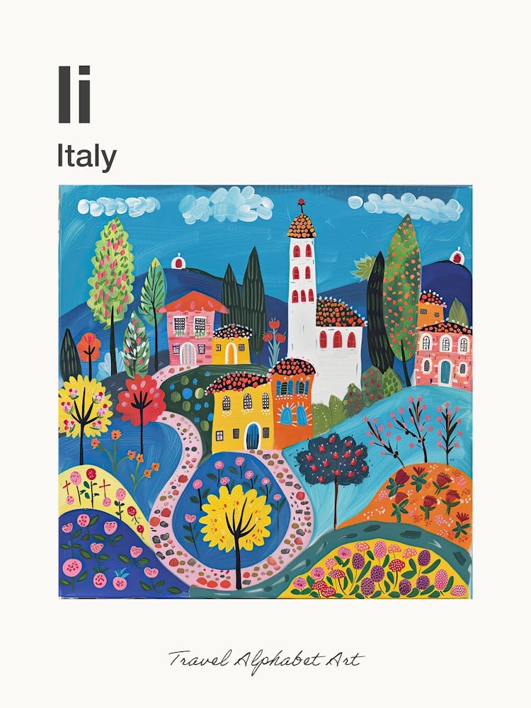 Kids Travel Alphabet Italy 3 Art Print by Scribble Studio – Fy!
