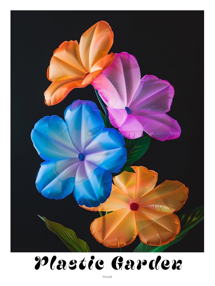 Bright Inflatable Flowers Poster Phlox 1 Art Print by Botanic Studio – Fy!
