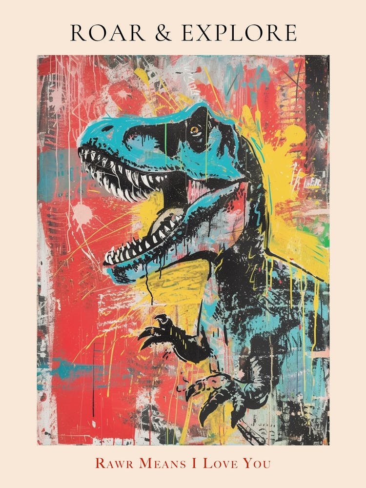 T Rex Dinosaur Chalk Style 2 Poster Art Print by Dino Delights – Fy!