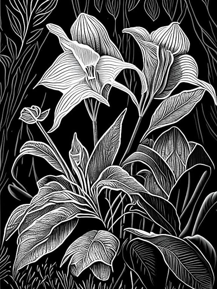 Wild Ginger Wildflower Linocut 2 Art Print by Wildflower Studio – Fy!