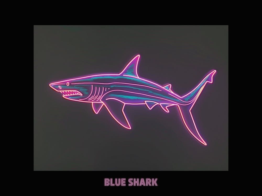 Neon Pink Blue Shark Poster 5 Art Print by Energy of the Sea – Fy!