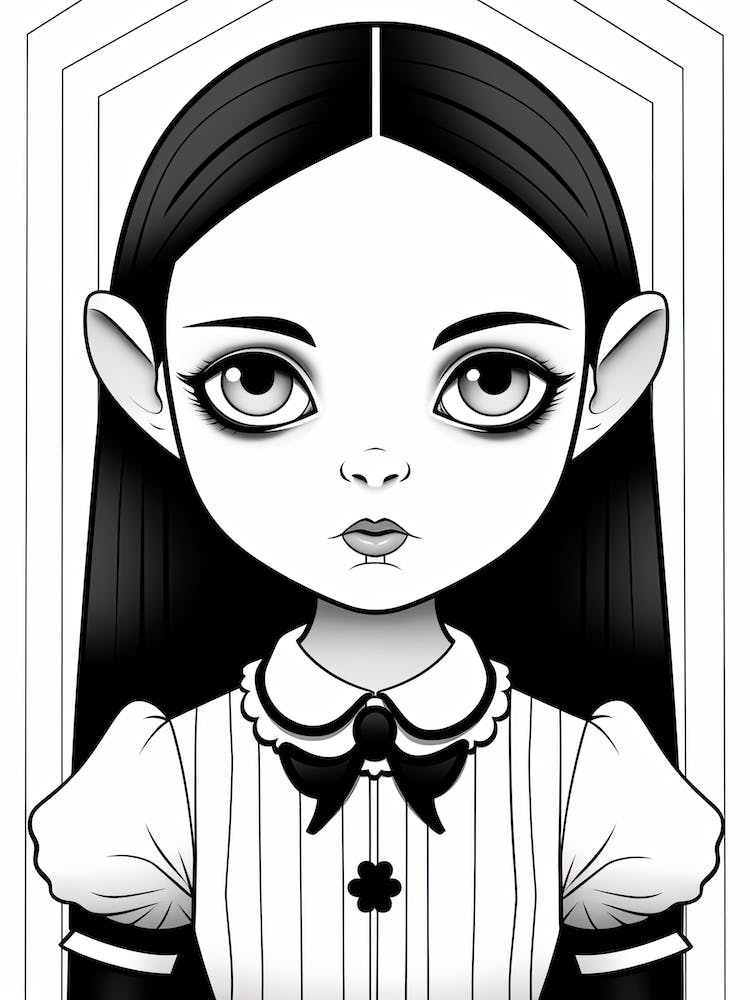 Wednesday Addams Line Art Illustration 5 Fan Art Art Print by Fusion ...