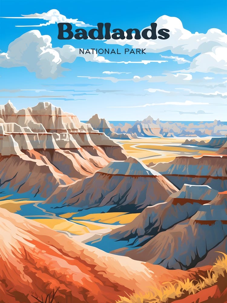 Badlands National Park 1 Travel Poster 3 4 Resize Art Print by ...