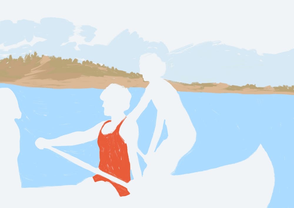 Lake Sebago Canoers Art Print by Laura Douglas – Fy!