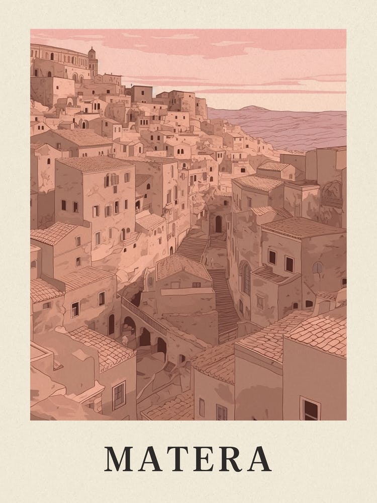 Matera Vintage Pink Italy Poster Art Print by MedArt – Fy!