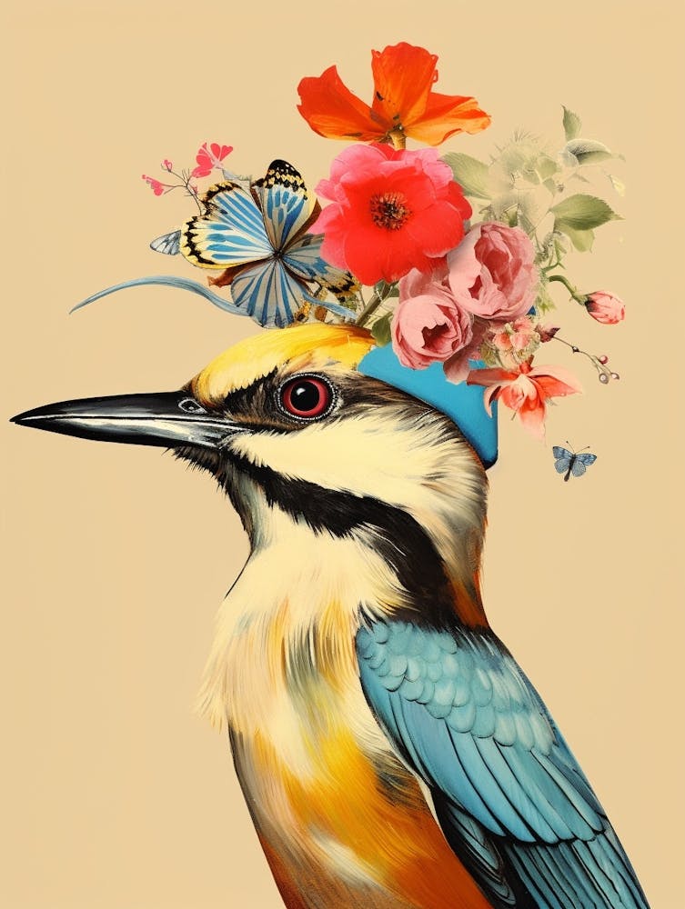 Bird With A Flower Crown Swallow 1 Art Print by Feathered Muse – Fy!