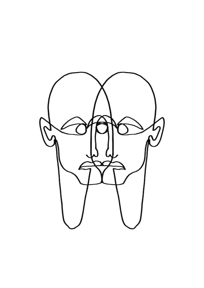 Face Two Face Line Art Print by Julia Hariri – Fy!