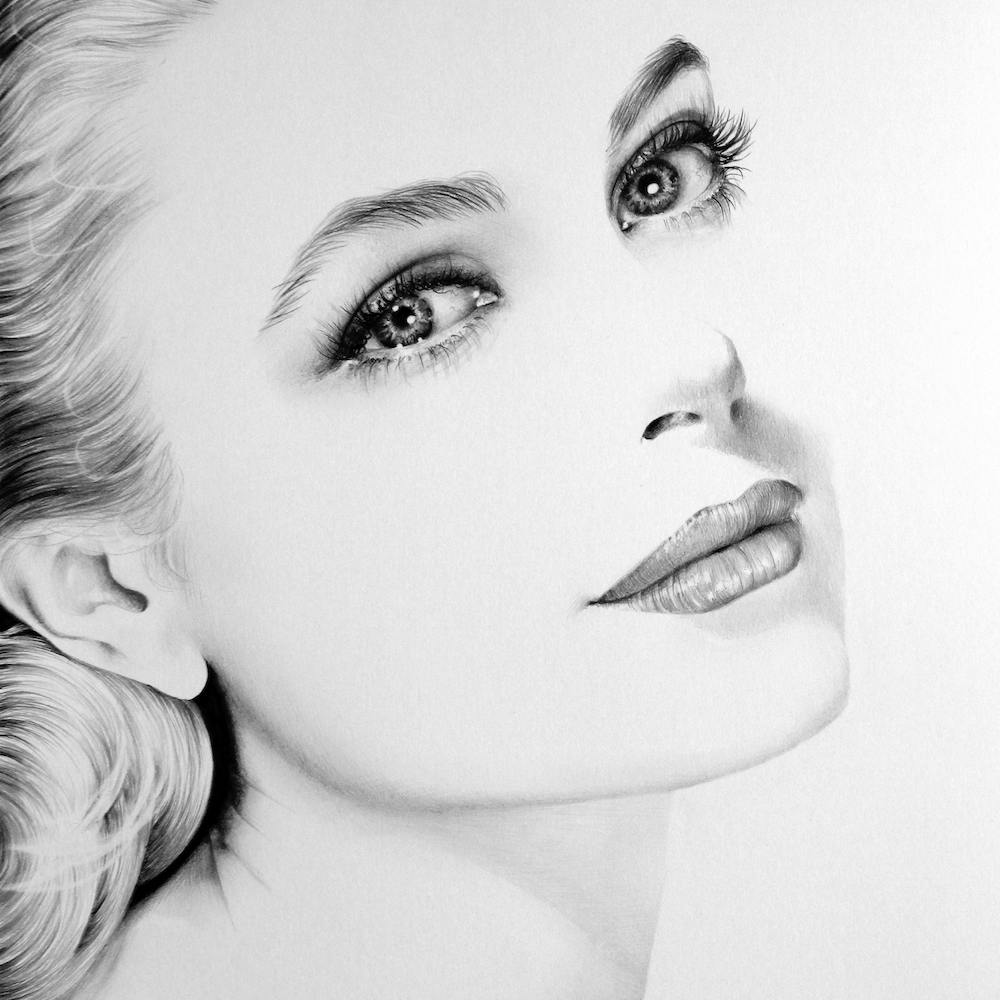 Grace Kelly Minimal Pencil Portrait Black and White Art Print by Ileana ...