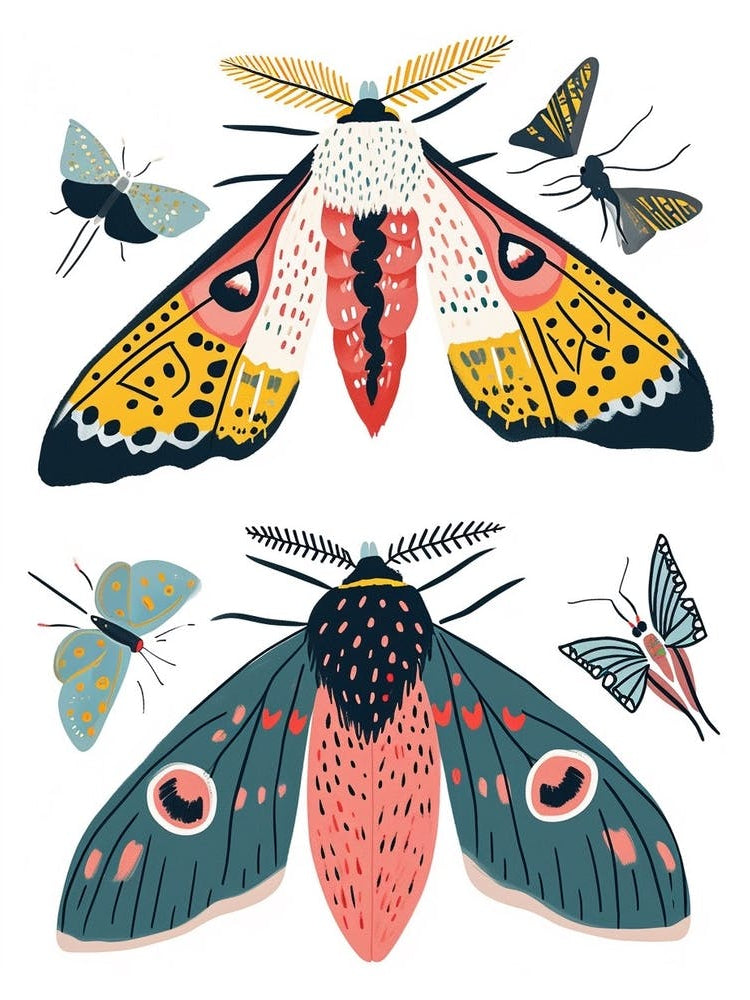 Colourful Insect Illustration Moth 56 Art Print by Ritual Art Prints – Fy!