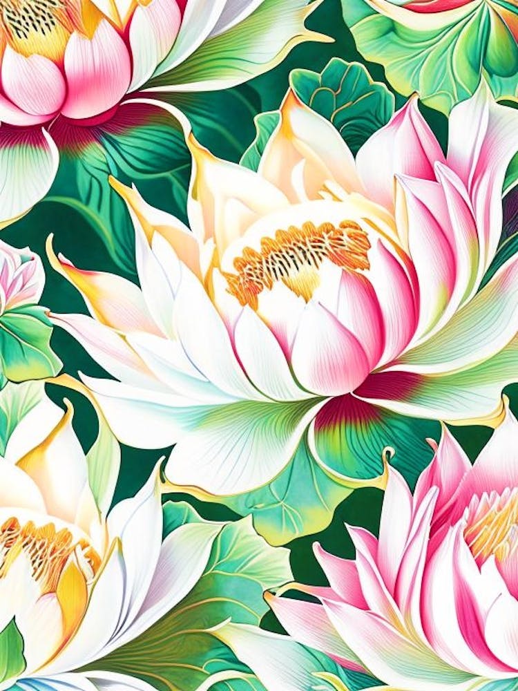 Lotus Flower Repeat Pattern Decoupage 1 Art Print by The Artsy Florist ...