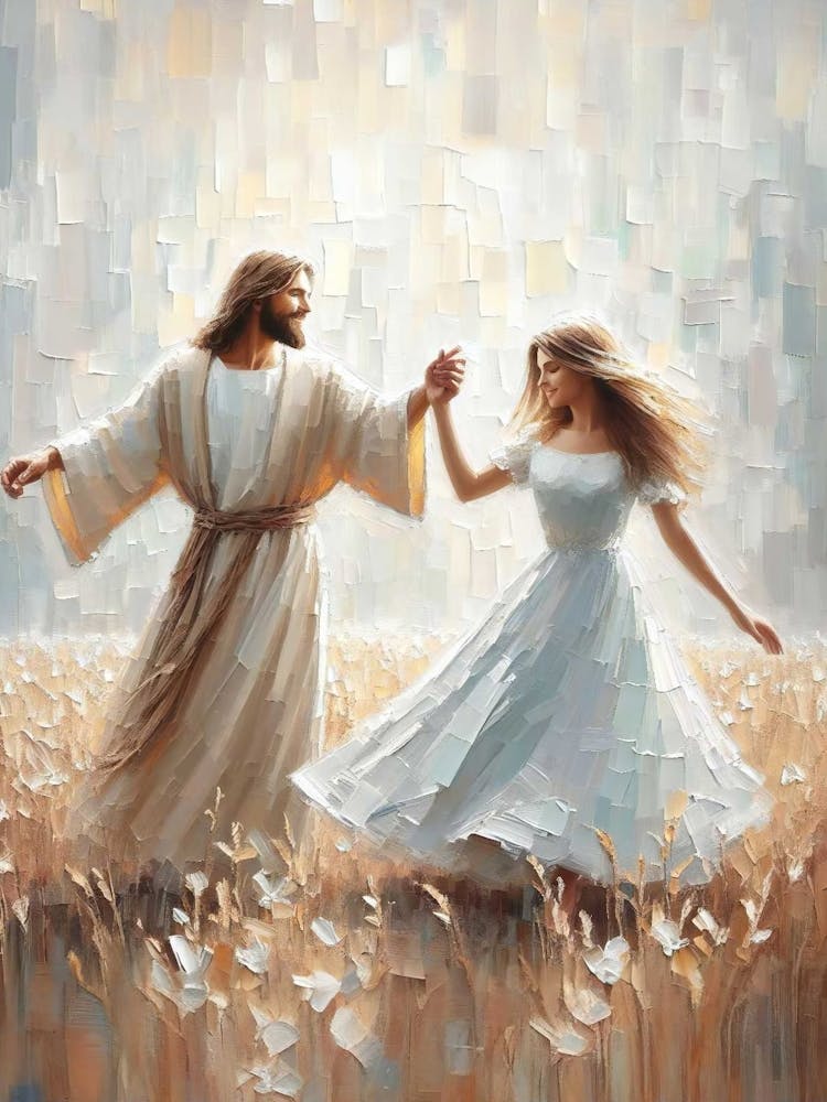Dancing Together, Christian Painting, Jesus And Her, Jesus Christ Art ...
