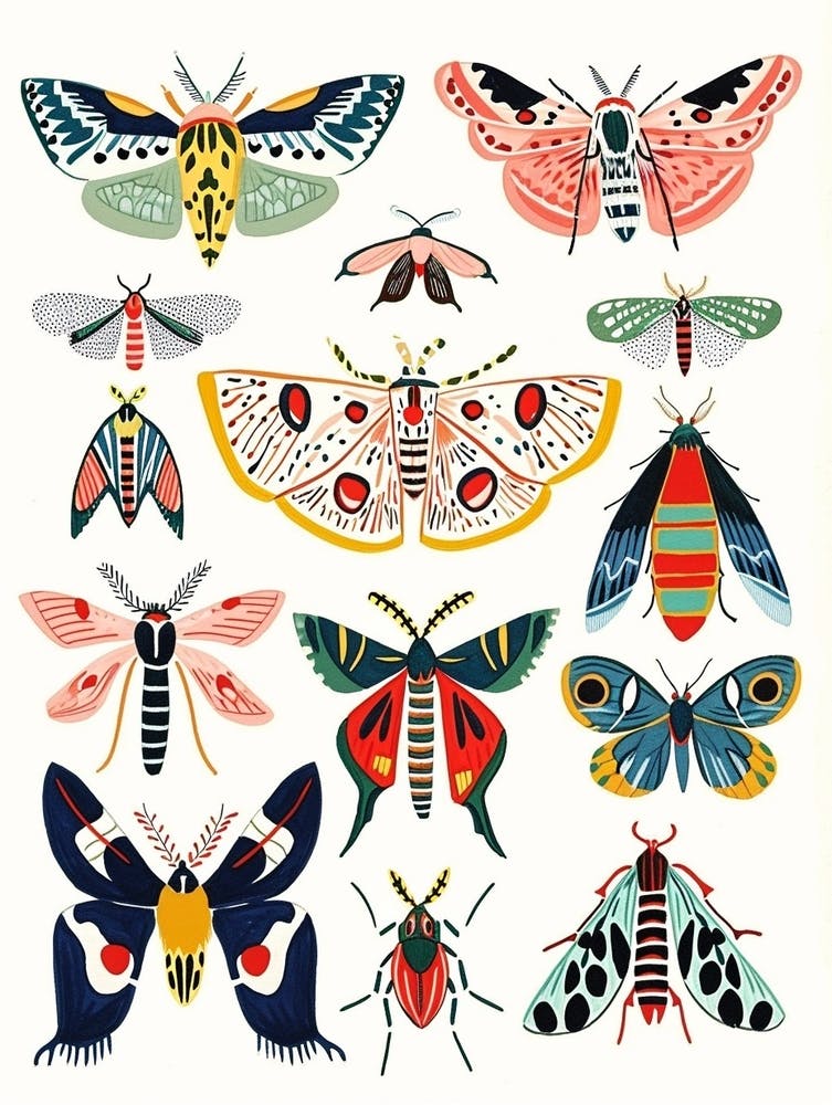 Colourful Insect Illustration Moth 19 Art Print by Ritual Art Prints – Fy!