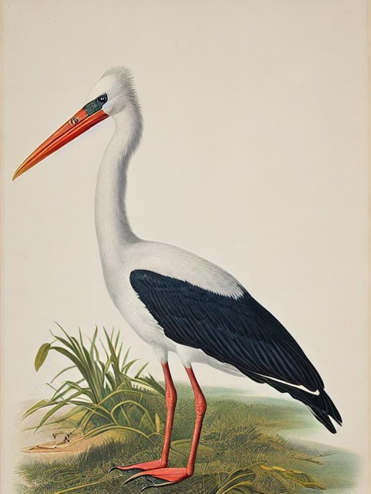 Stork James Audubon Vintage Style Bird Art Print by Featherline – Fy!