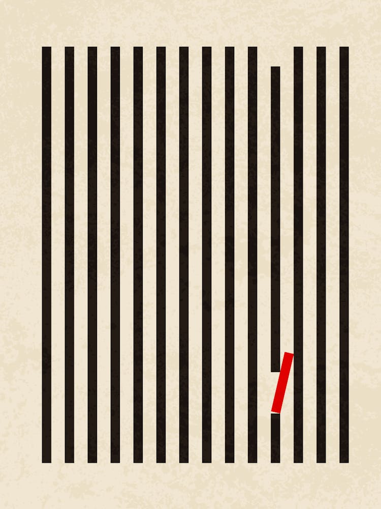 Minimalist Vertical Lines with Red Accent Design Art Print by ...