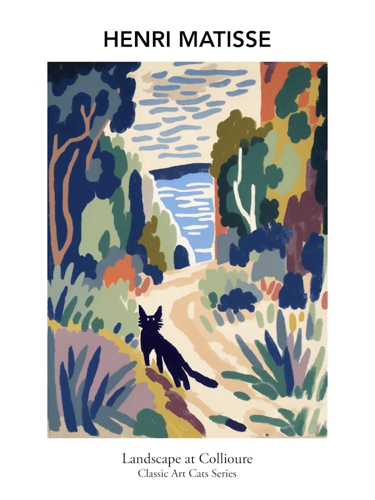 Henri Matisse Style Landscape At Collioure With A Cat Museum Art Print ...