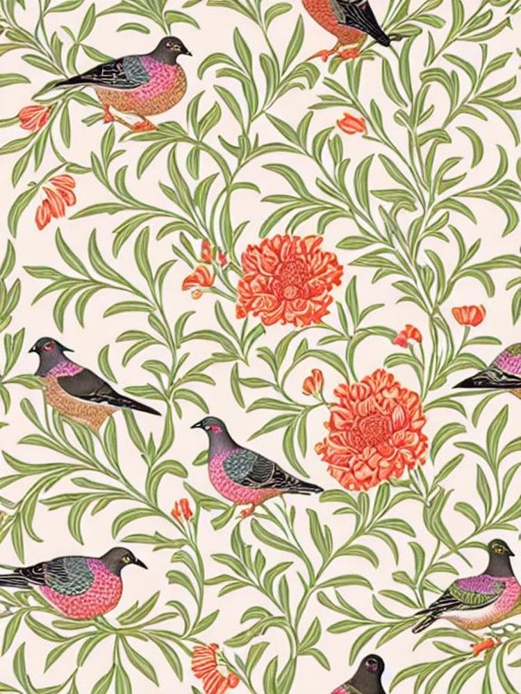 Pigeon William Morris Style Bird Art Print by Featherline – Fy!