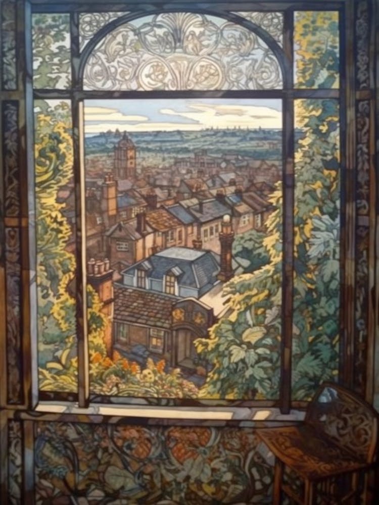 A Window View Of Rome In The Style Of Art Nouveau 2 Art Print by Urban ...