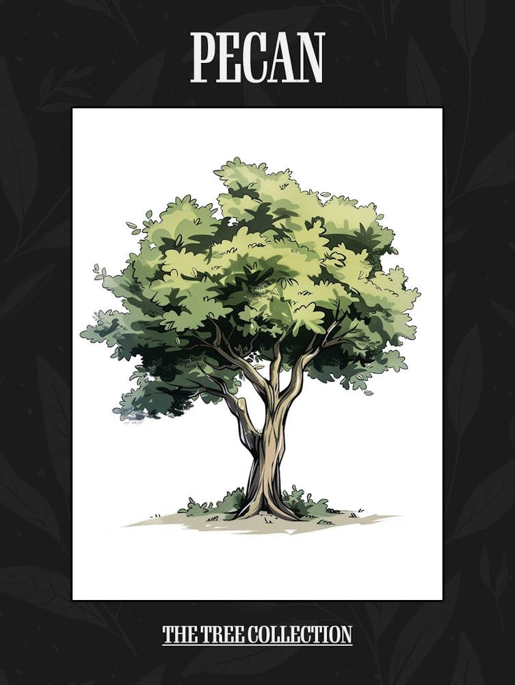 Pecan Tree Pixel Illustration 4 Poster Art Print by Bough And Bloom ...