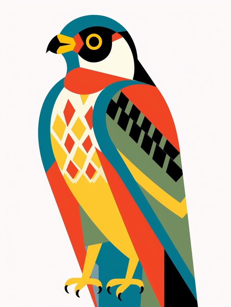 Colourful Geometric Bird Falcon 3 Art Print by Feathered Muse – Fy!