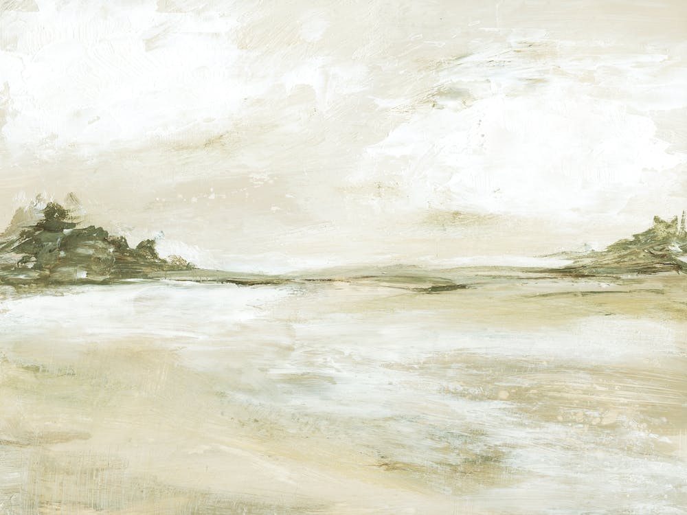 Perfect View - Neutral Earth Tone Abstract Landscape Painting Art Print ...