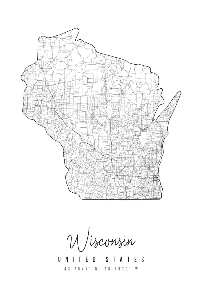 Wisconsin Minimal Street Map Art Print by Typologie Paper Co – Fy!