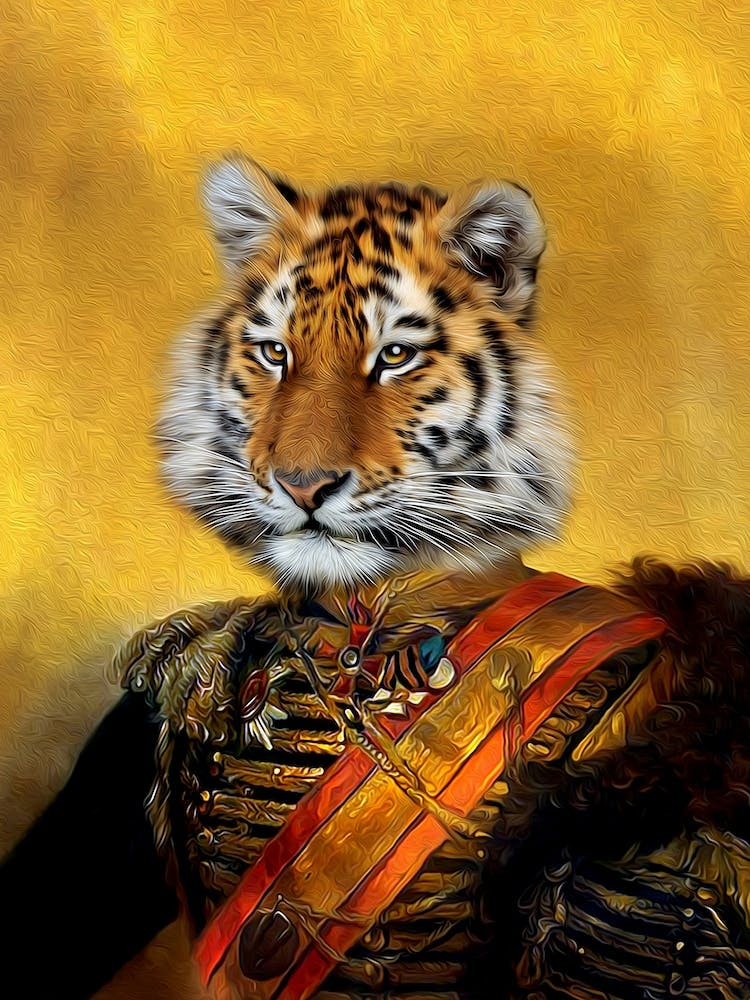Captain Tiger Tygo Pet Portraits Art Print by l'Animorphe - Lanimorphe ...