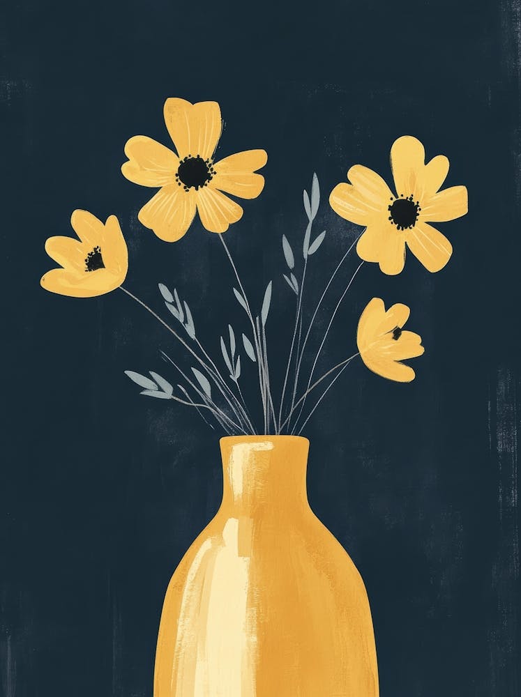 Yellow Flowers In A Vase Canvas Print Art Print by Moving Clouds Art – Fy!
